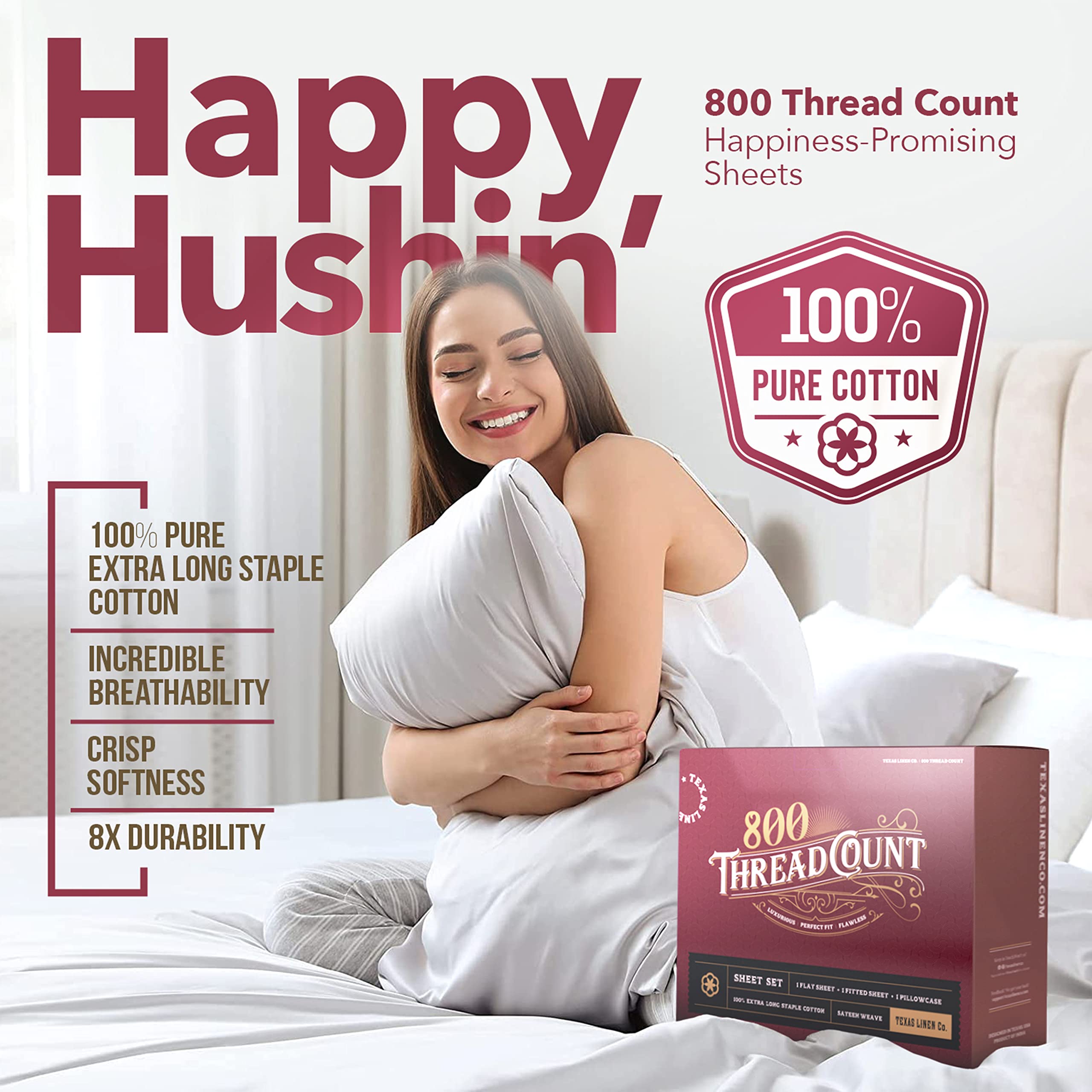 TEXAS LINEN CO. 800 TC Egyptian Cotton Sheets - 4 Piece Maroon Full Size Cooling Sheet for Hot Sleepers, Soft, Breathable Bed Sheet Set, Luxury Hotel Sheets, Fits Mattress Upto 18'' DEEP Pocket