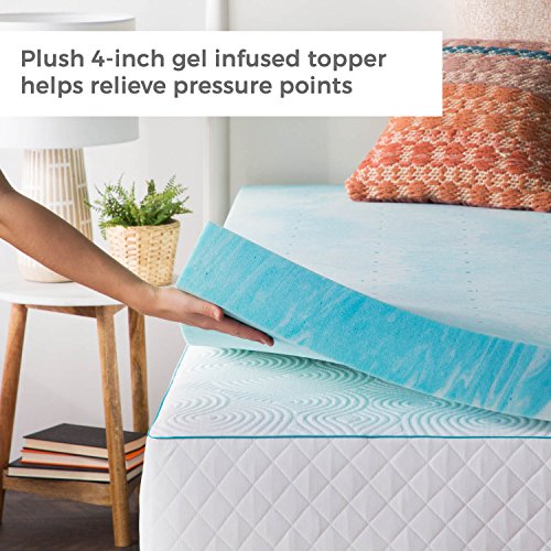 LINENSPA 4 Inch Gel Swirl Memory Foam Mattress Topper – Cooling Gel Infused – Pressure Relieving – CertiPUR Certified - King