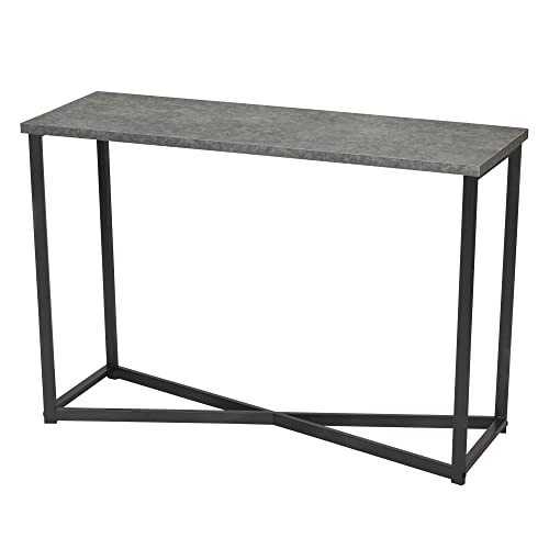Household Essentials Jamestown Console Sofa Table Rustic Slate Concrete and Black Metal