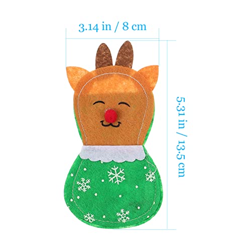 UPKOCH Christmas Silverware Holders Tableware Bag: 3Pcs Santa Snowman Reindeer Cutlery Suit Spoons Forks Pocket Holiday Utensil Bag Xmas Table Decorations