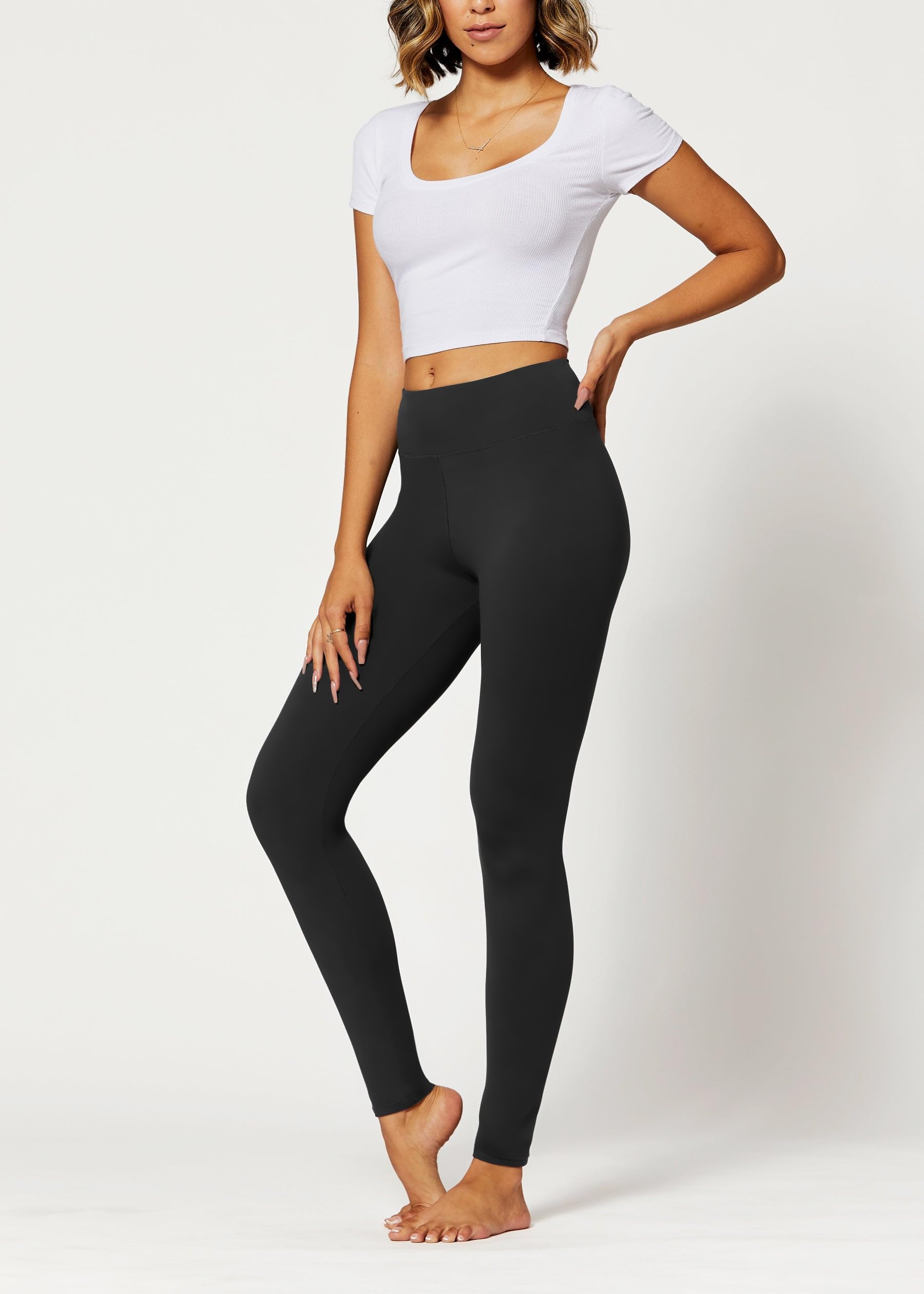 Conceited Leggings for Women - Tummy Control - 3" Waistband - Regular and Plus Size - Black - Small - Medium