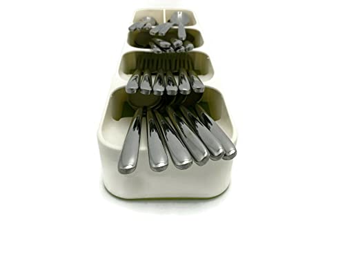 2022 Latest Kitchen Organizer Cutlery Storage Tray Knife Holder Drawer Storage for Spoons, Forks, Knives Tableware Organizer Knives Block Rack Set Cabinet Stand Multi-Purpose 15.5" (Cutlery White)