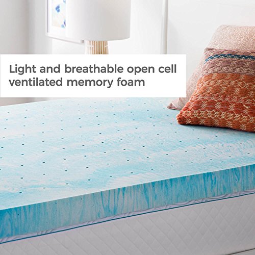 LINENSPA 4 Inch Gel Swirl Memory Foam Mattress Topper – Cooling Gel Infused – Pressure Relieving – CertiPUR Certified - King