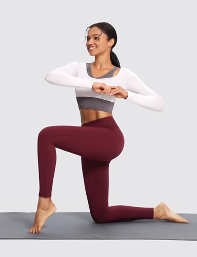 baleaf Leggings for Women Fleece Lined Thermal Warm Winter Tights High Waisted Thick Yoga Pants Cold Weather Inner Pocket Ruby Wine S