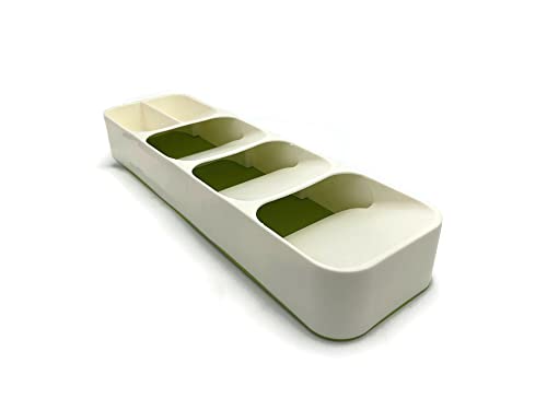 2022 Latest Kitchen Organizer Cutlery Storage Tray Knife Holder Drawer Storage for Spoons, Forks, Knives Tableware Organizer Knives Block Rack Set Cabinet Stand Multi-Purpose 15.5" (Cutlery White)