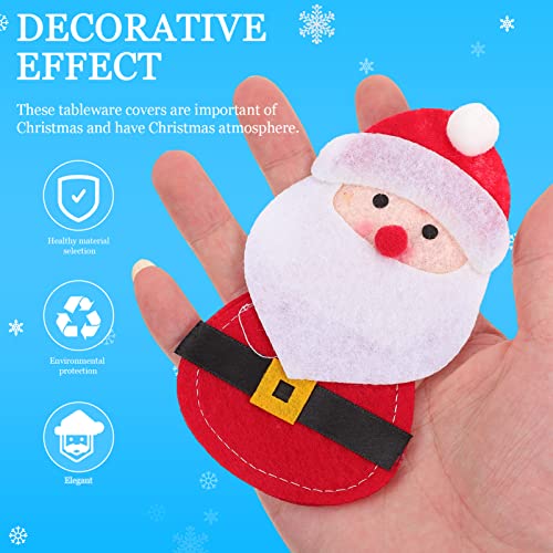 UPKOCH Christmas Silverware Holders Tableware Bag: 3Pcs Santa Snowman Reindeer Cutlery Suit Spoons Forks Pocket Holiday Utensil Bag Xmas Table Decorations