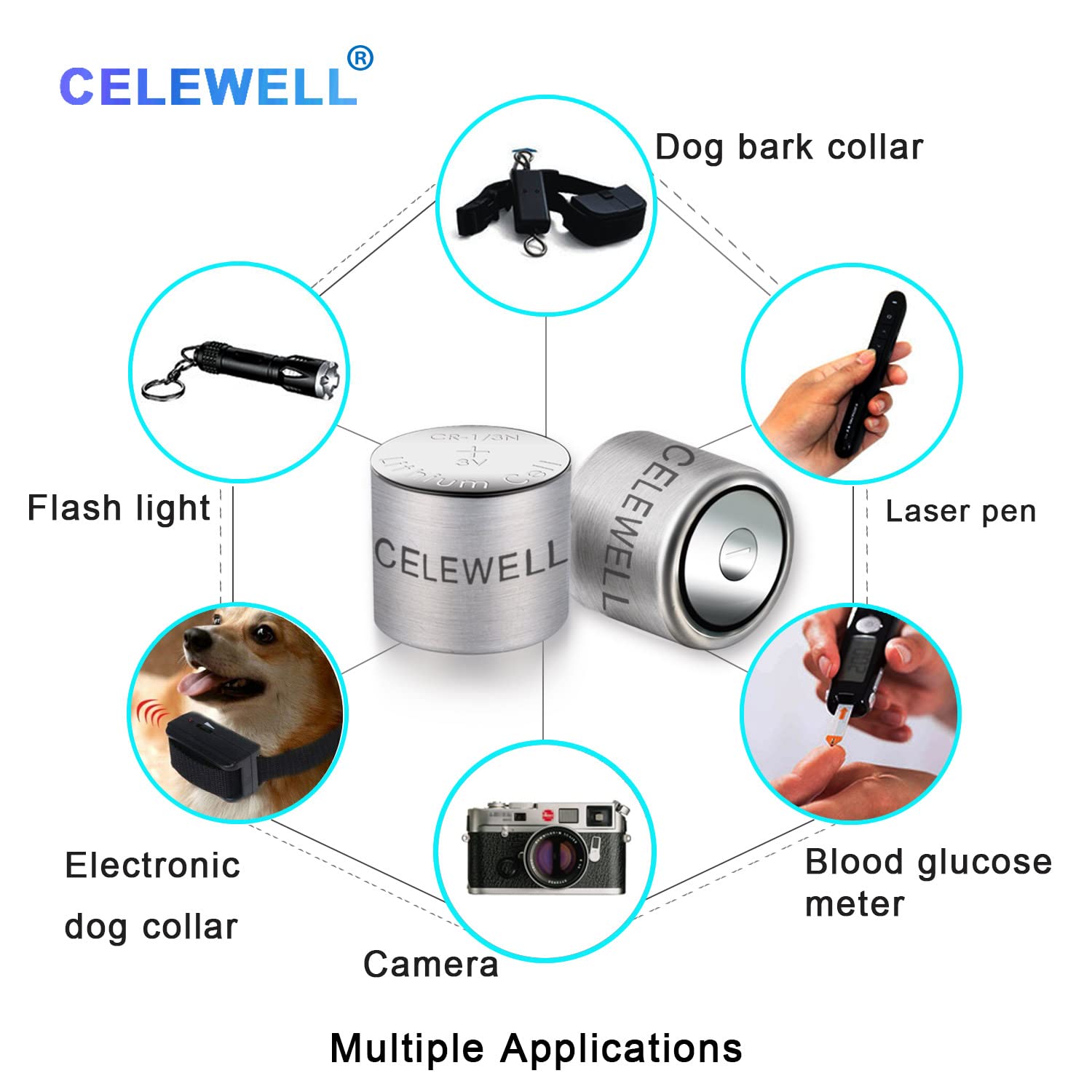 CELEWELL 6 Pack DL1/3N CR1/3N 3V Lithium Battery 170mAh【7-Year Warranty】
