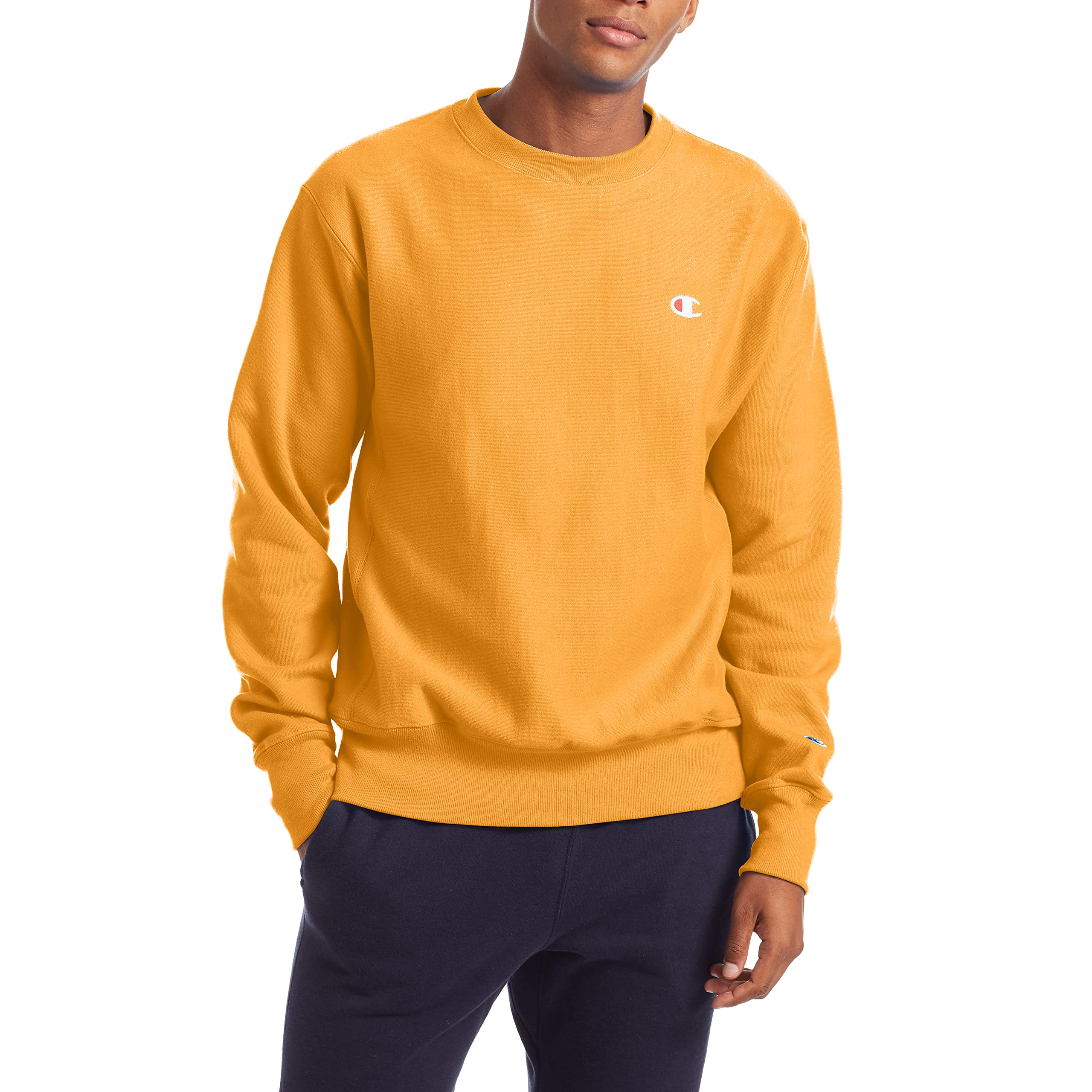 Champion Men's Reverse Weave Sweatshirt, C Gold, LARGE
