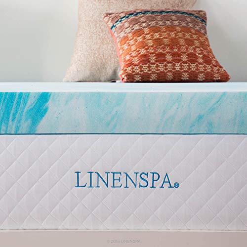 LINENSPA 4 Inch Gel Swirl Memory Foam Mattress Topper – Cooling Gel Infused – Pressure Relieving – CertiPUR Certified - King