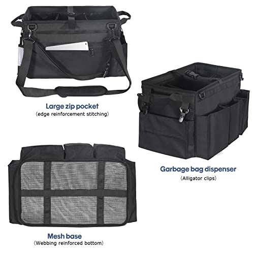 Large Wearable Cleaning Caddy Bag for Cleaning Supplies with 4 Foldable Dividers,Cleaning Caddy Organizer with Handle,Cleaning Bags for Housekeepers with Shoulder and Waist Straps