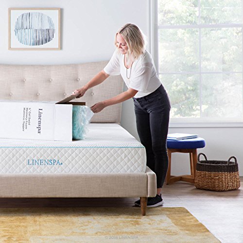LINENSPA 4 Inch Gel Swirl Memory Foam Mattress Topper – Cooling Gel Infused – Pressure Relieving – CertiPUR Certified - King