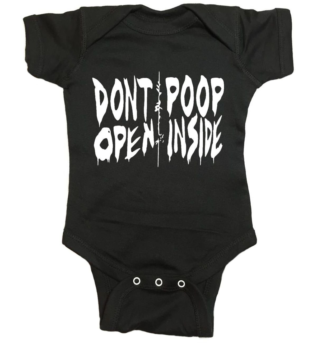Walking Dead Baby One Piece Dont Open Poop Inside Bodysuit (6 Month, Black)