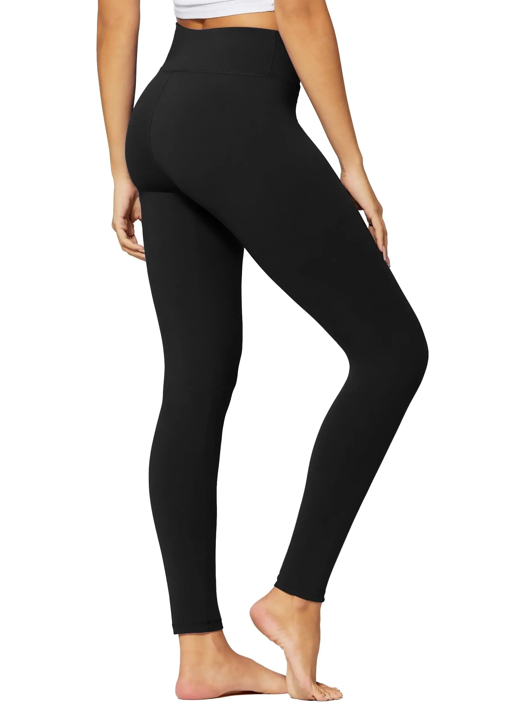 Conceited Leggings for Women - Tummy Control - 3" Waistband - Regular and Plus Size - Black - Small - Medium