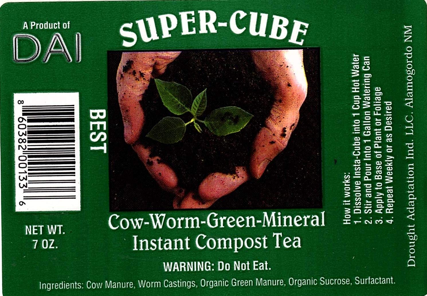 Super Cube Organic Compost Tea, Soil Fertilizer, and Plant Growth Stimulate, Natural Cow Manure and Worm Castings, Indoor or Outdoor Gardening, 10.
