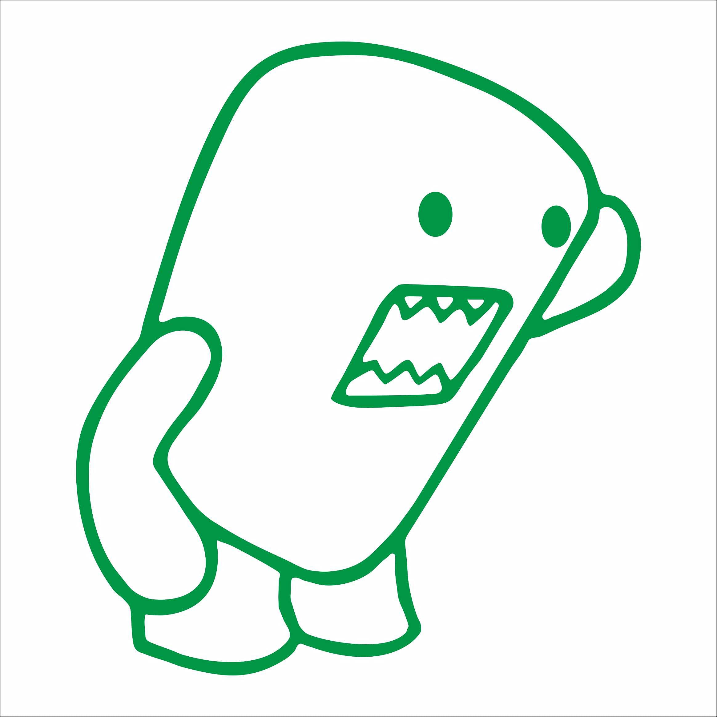 JINTORA Sticker - Decal - JDM - Die Cut - domo kun Sideways - 153x99 mm - JDM - Die Cut - Car - Truck - Bus - Window - Laptop - Coach - Rear Window - Green