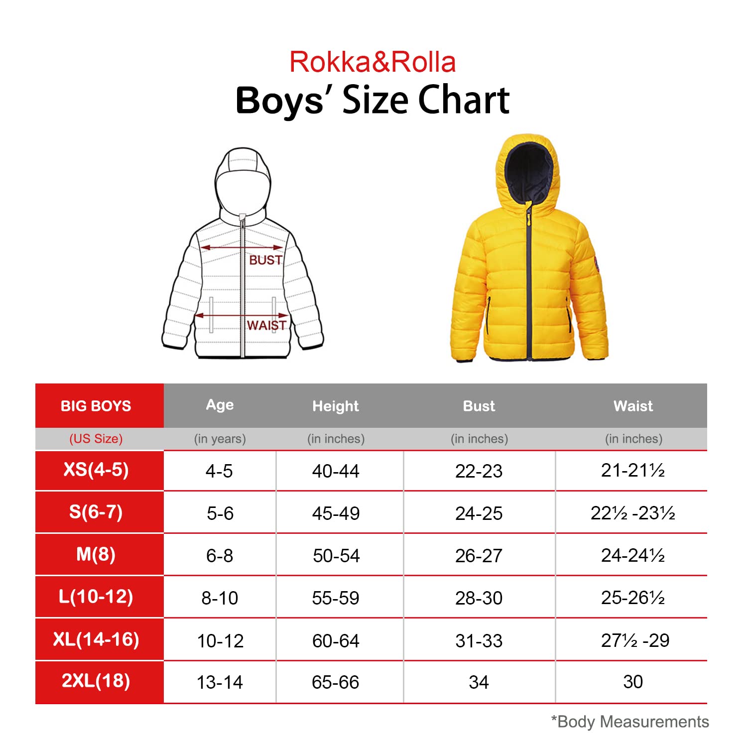 Rokka&Rolla Boys' Reversible Lightweight Puffer Jacket Hooded Water-Resistant Winter Coat
