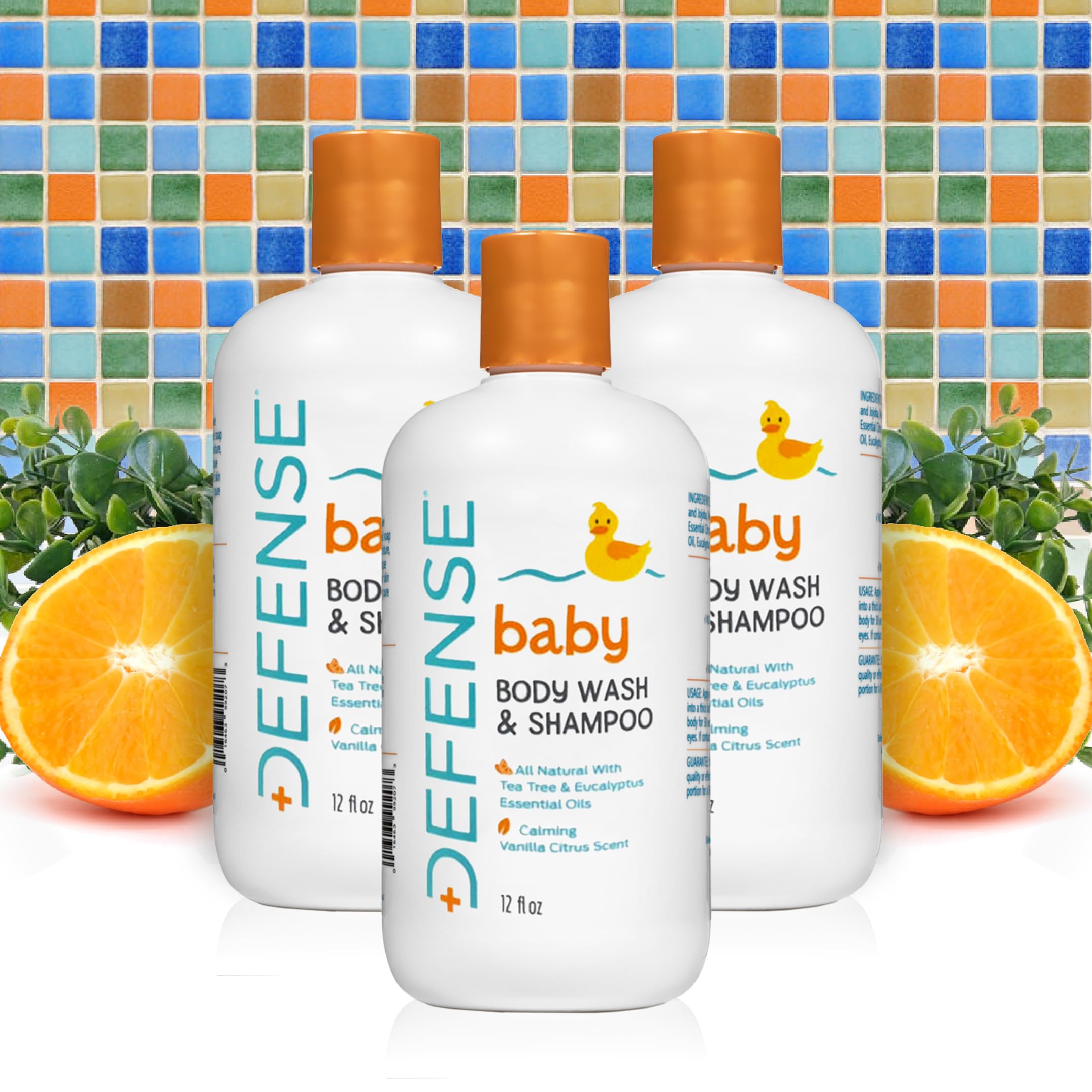 Defense Soap Baby Shampoo and Body Wash with Tea Tree Oil, Coconut Oil, Eucalyptus, Olive Oil & Aloe, 12 Fl Oz (Pack of 2)