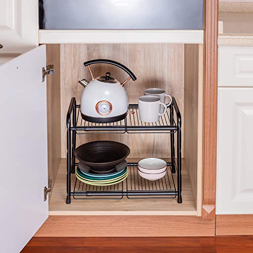 Rice rat Under Sink Organizers and Storage Extendable Under-Sink Organizer Shelf Rack 2 Tiers,black(17-inch to 25-inch)