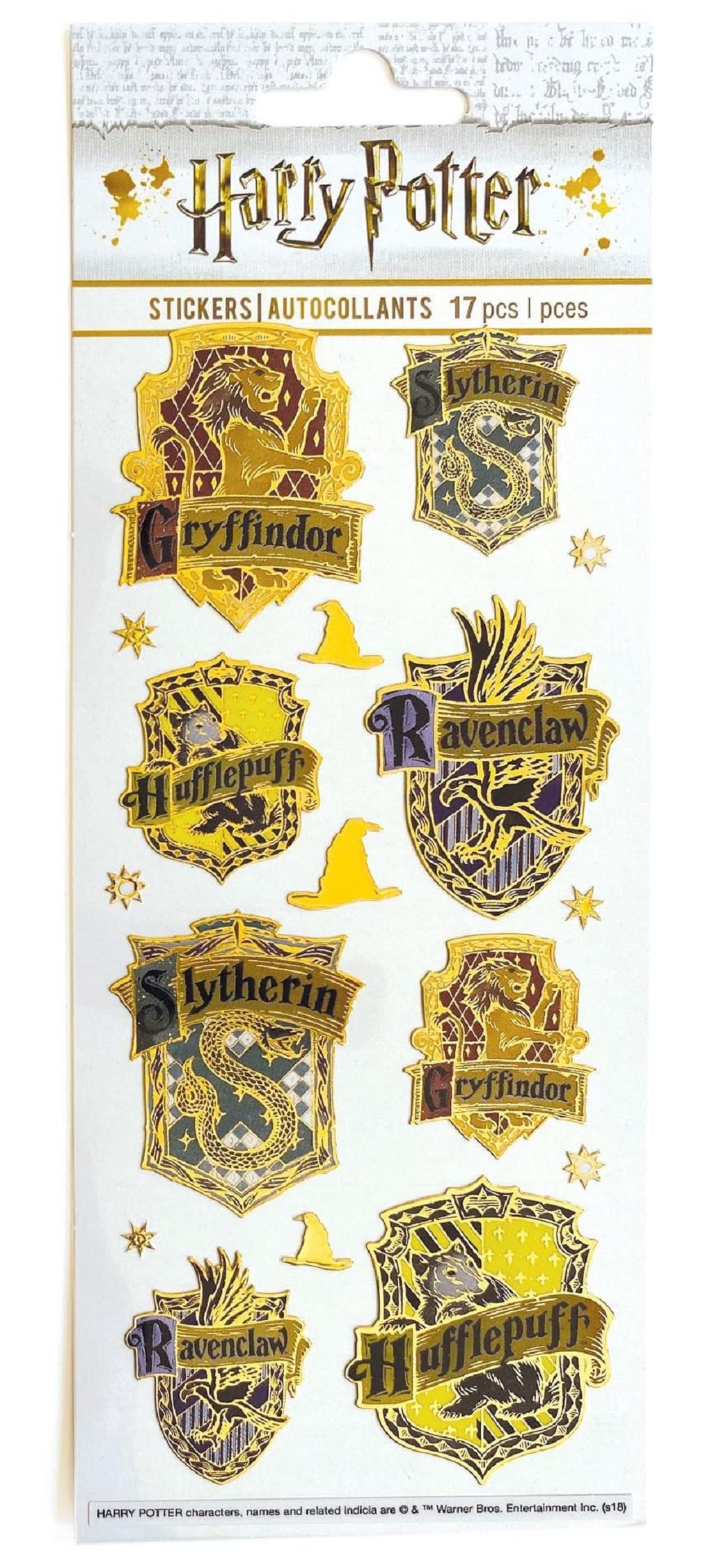 Paper House Productions Harry Potter Hogwarts House Crests Shiny Foil Enamel Effect Sticker Sheet for Crafts, Scrapbooking & Collecting