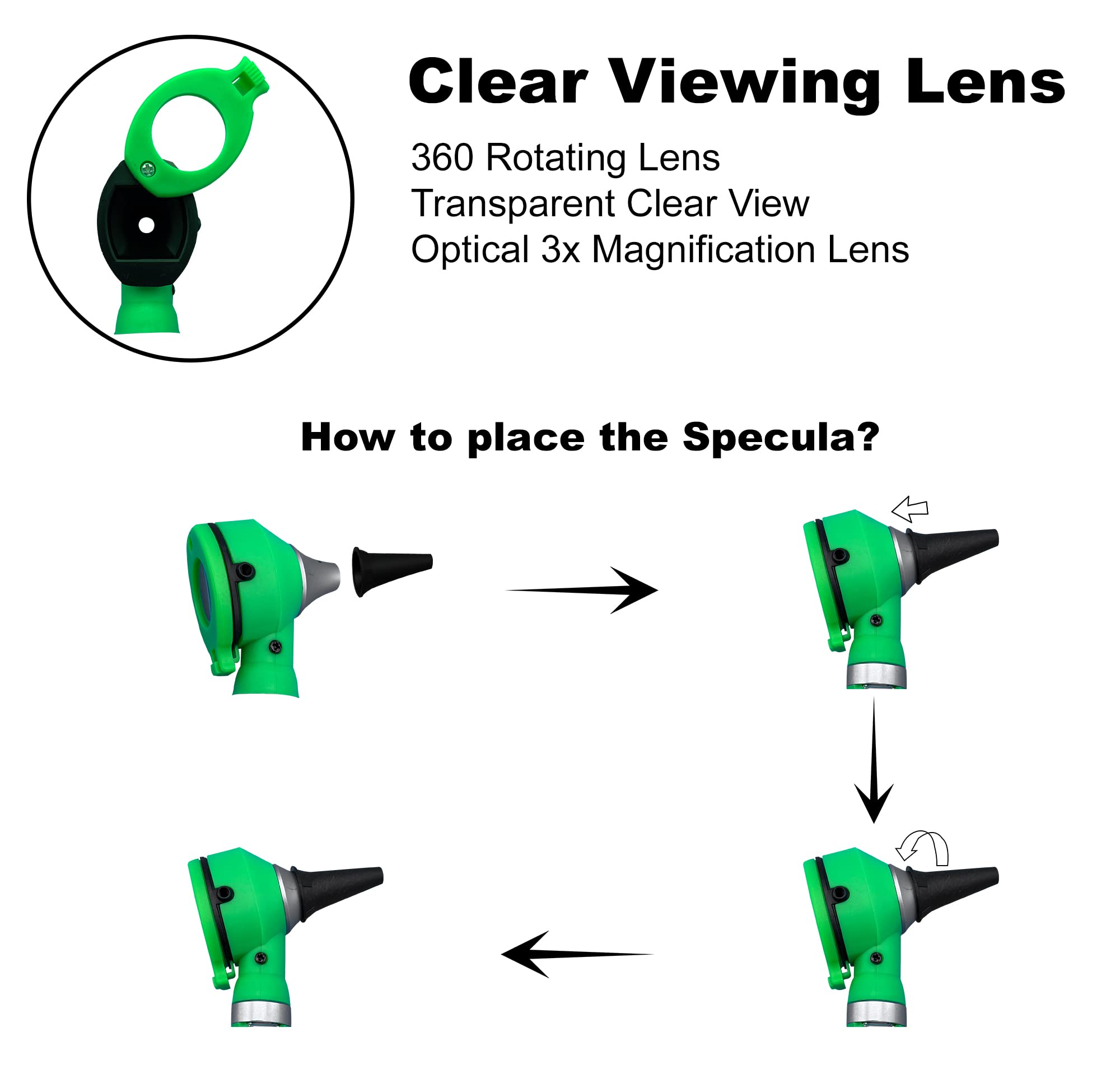 Cross Canada 11-084 Physician Fiber Optic LED Pocket Otoscope Diagnostic Set - Green