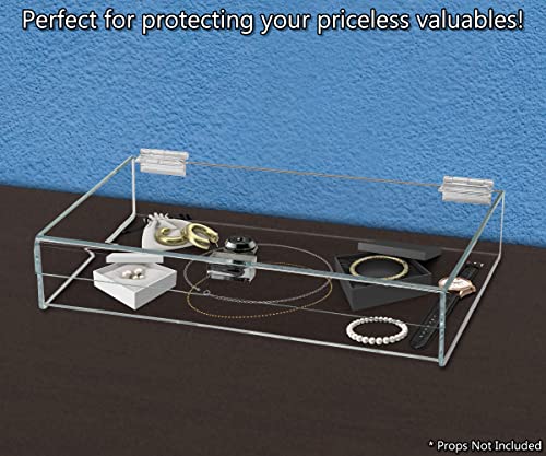 Acrylic Locking Display Case with Keys 12" x 8" x 2.75" Clear Countertop Rectangular Tray with Lid for Tradeshows Expos Flea Markets and Swap Meets by Marketing Holders