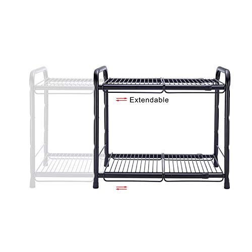 Rice rat Under Sink Organizers and Storage Extendable Under-Sink Organizer Shelf Rack 2 Tiers,black(17-inch to 25-inch)