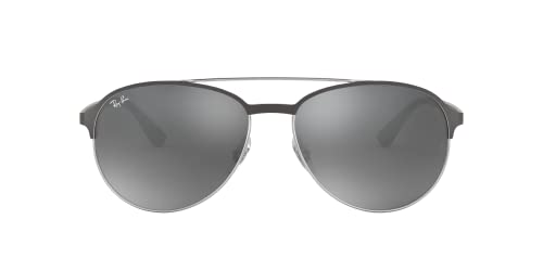 Ray-Ban Rb3606 Aviator Sunglasses, Matte Grey On Silver/Grey Mirrored Silver Gradient, 59 mm