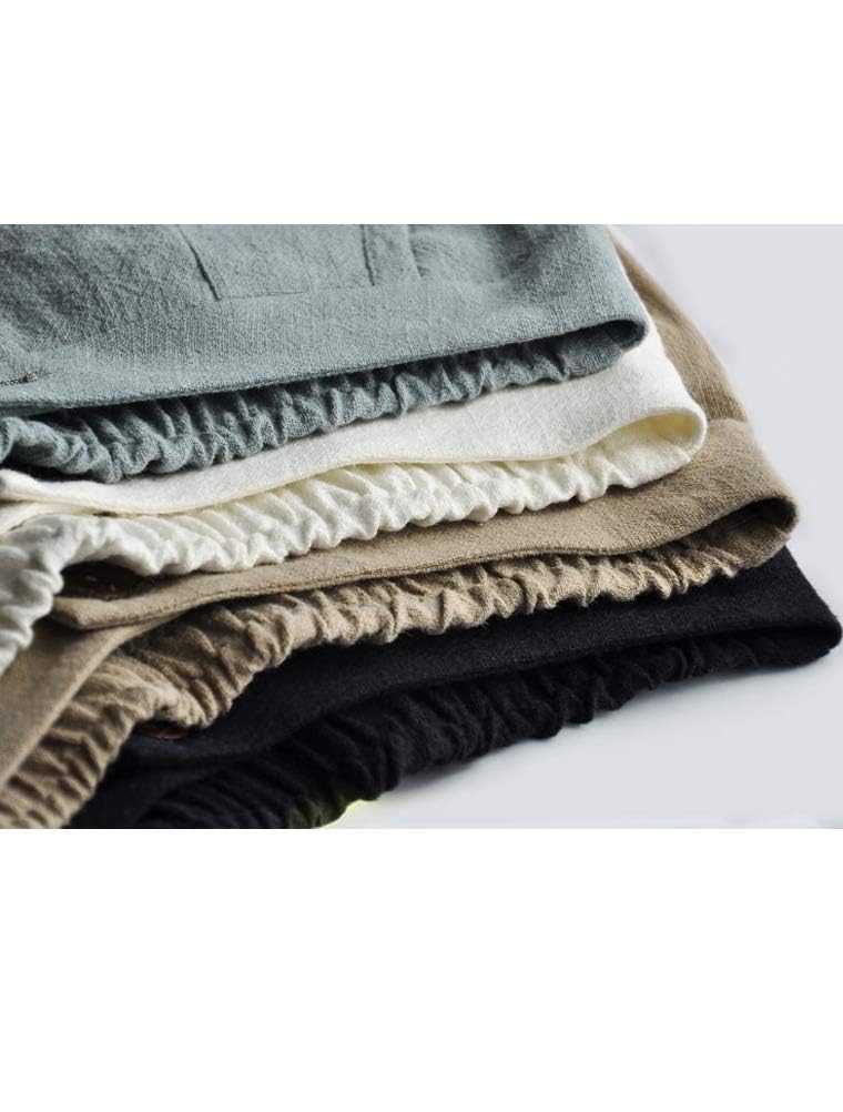 Minibee Women's Casual Linen Pants Elastic Waist Tapered Pants Trousers With Pockets Linen XL