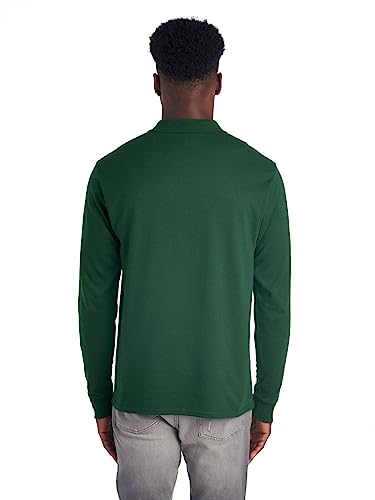 Jerzees Men's SpotShield Stain Resistant Polo Shirts (Short & Long, Long Sleeve-Forest Green, Large