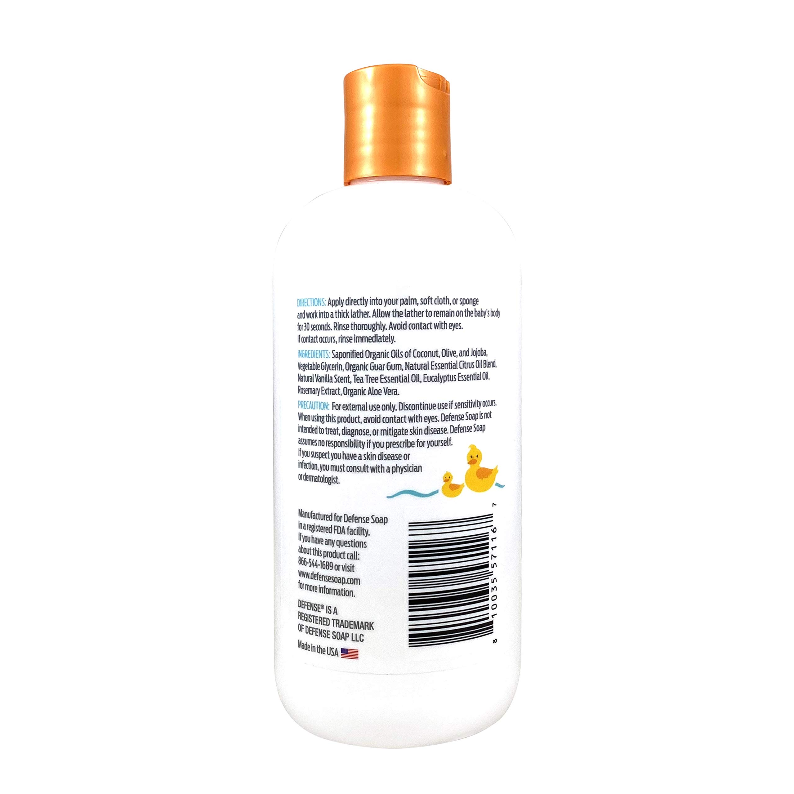 Defense Soap Baby Shampoo and Body Wash with Tea Tree Oil, Coconut Oil, Eucalyptus, Olive Oil & Aloe, 12 Fl Oz (Pack of 2)