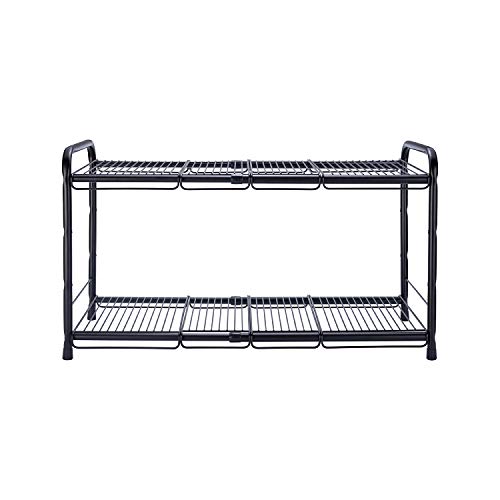 Rice rat Under Sink Organizers and Storage Extendable Under-Sink Organizer Shelf Rack 2 Tiers,black(17-inch to 25-inch)