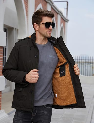 Tanming Men's Thicken Warm Winter Coat Mountain Ski Snowboard Jacket Hooded Parkas (Large, Black)