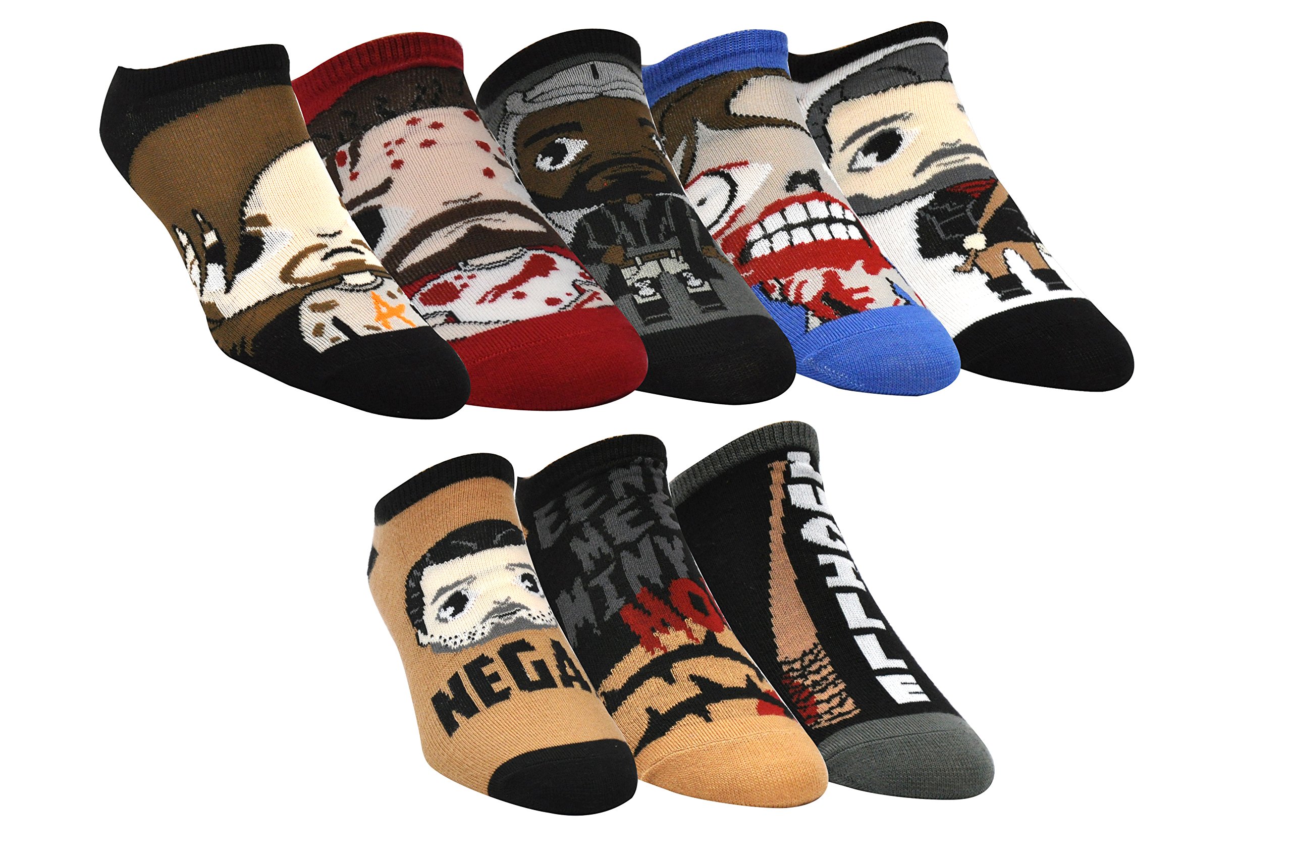 Everything Legwear The Walking Dead Lowcut Socks (8 Pair) - Daryl Dixon, Rick Grimes, King Ezekiel, Walker, Negan, Lucille - One Size Fits Most