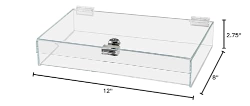 Acrylic Locking Display Case with Keys 12" x 8" x 2.75" Clear Countertop Rectangular Tray with Lid for Tradeshows Expos Flea Markets and Swap Meets by Marketing Holders