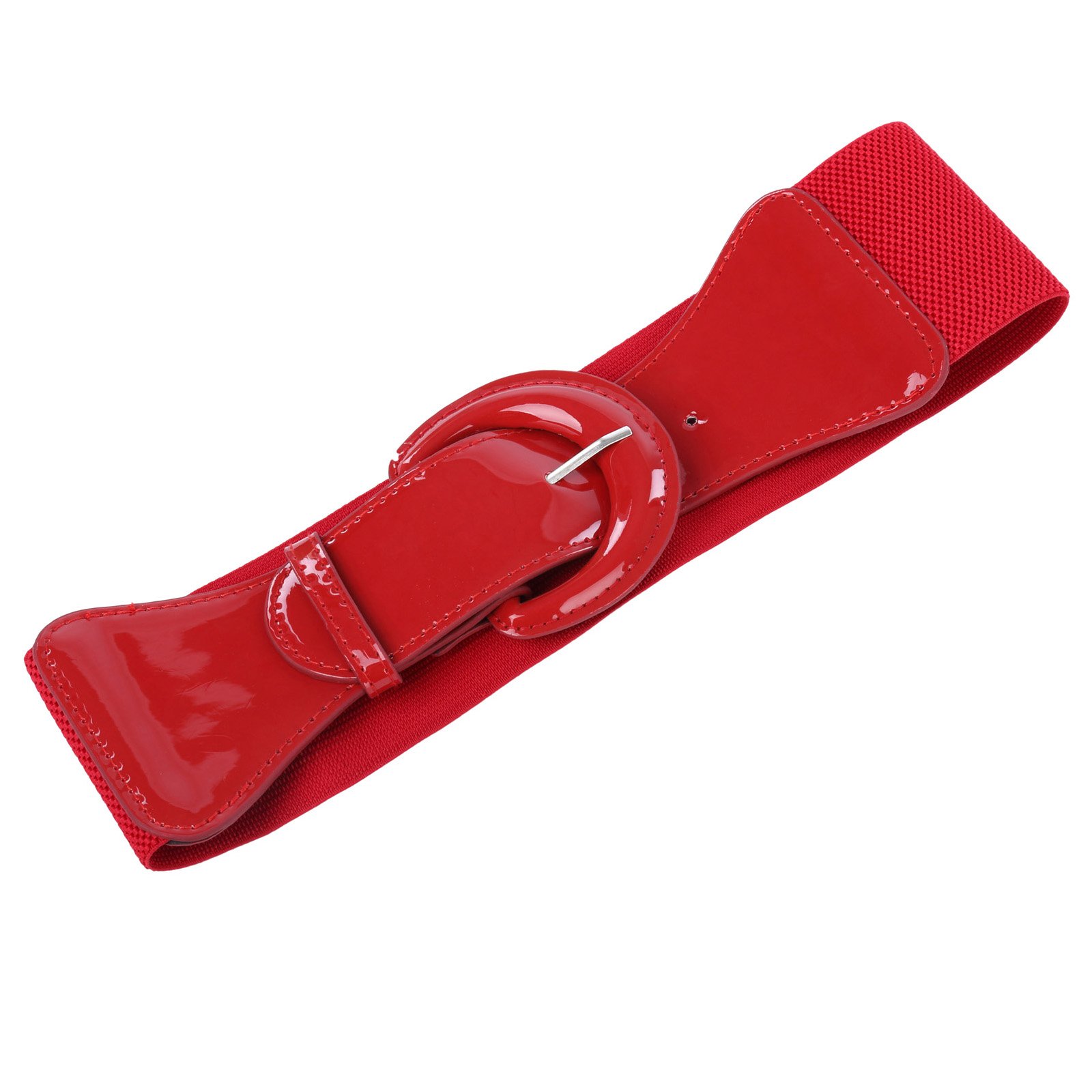 GRACE KARIN Plus Size Elastic Designer Belts Buckled Waistband for Party Skirts (2XL,Red)