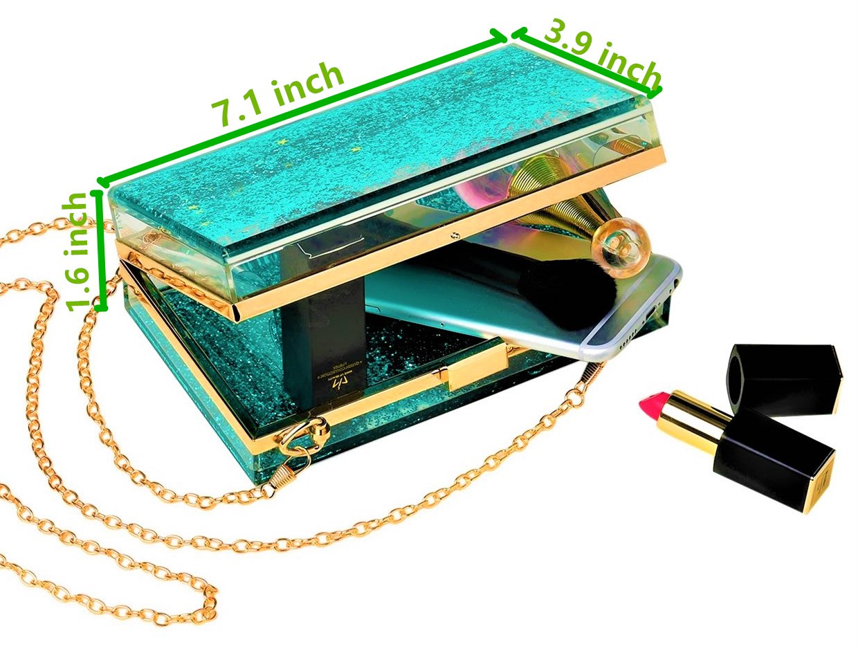JeVenis Womens Transparent Sequins Chain Clutch Evening Handbag Party Cross-body Purse (New Green)