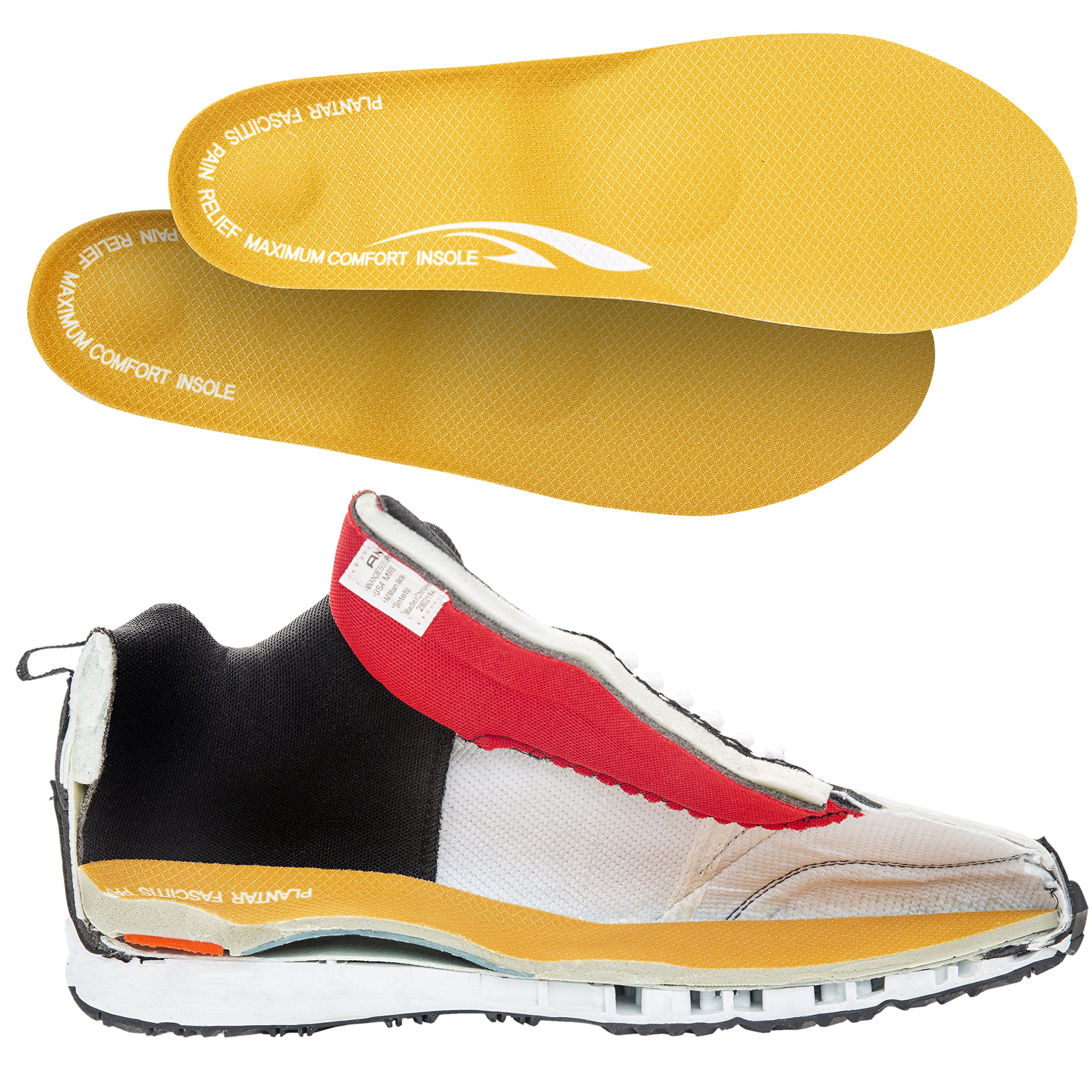 Plantar Fasciitis and Heel Spur Full Length Insole Inserts Arch Supports with Thick Gel