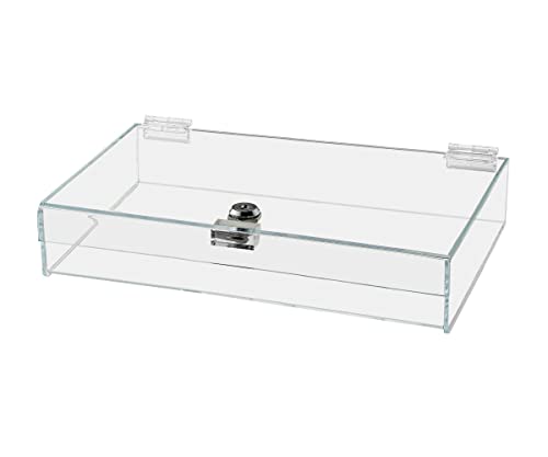 Acrylic Locking Display Case with Keys 12" x 8" x 2.75" Clear Countertop Rectangular Tray with Lid for Tradeshows Expos Flea Markets and Swap Meets by Marketing Holders