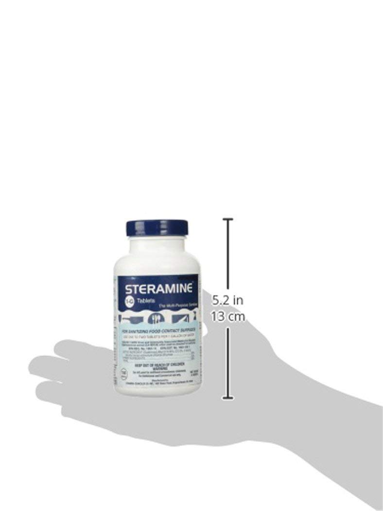 Steramine Quaternary Sanitizing Tablets - 150 Sanitizer Tablets per bottle, 3-Bottles