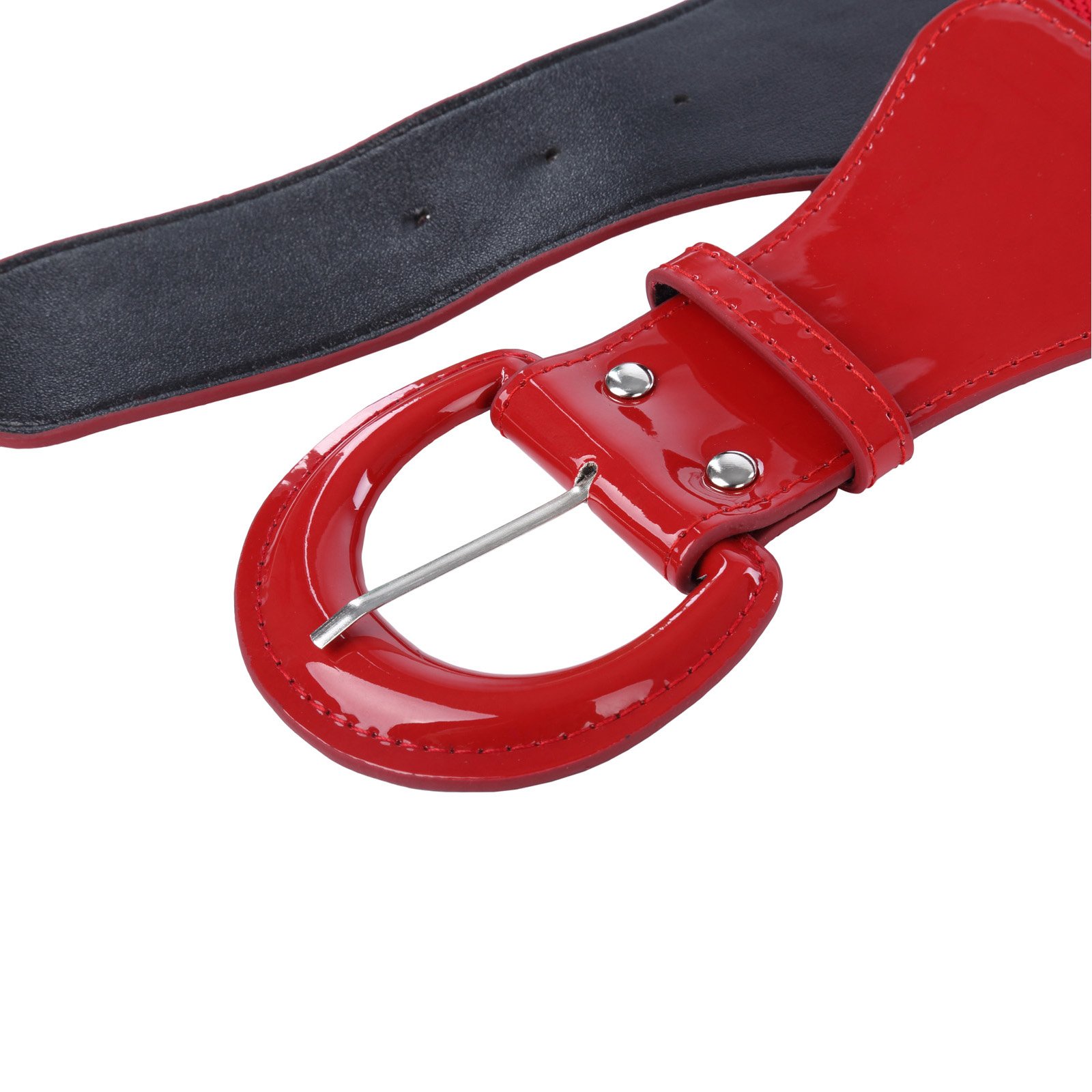 GRACE KARIN Plus Size Elastic Designer Belts Buckled Waistband for Party Skirts (2XL,Red)