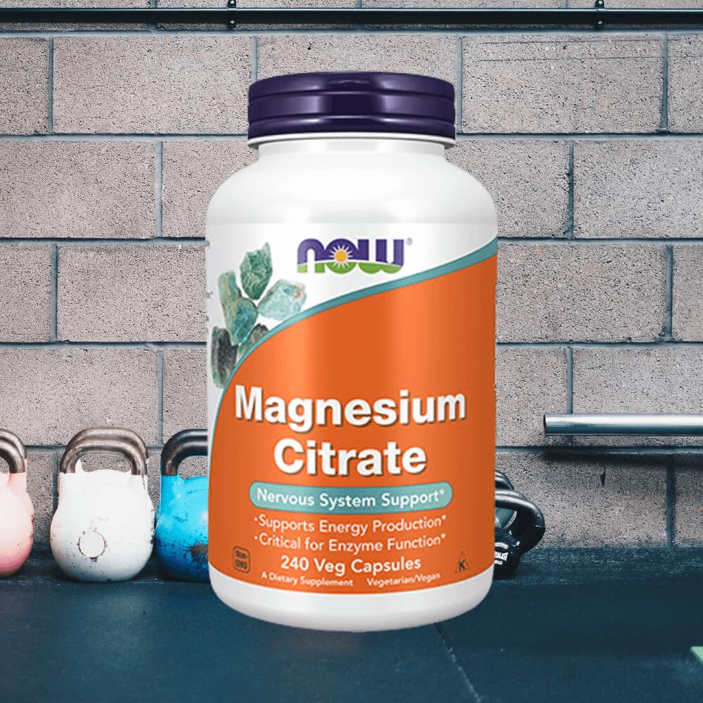 Now Supplements, Magnesium Citrate, Enzyme Function*, Nervous System Support*, 240 Veg Capsules