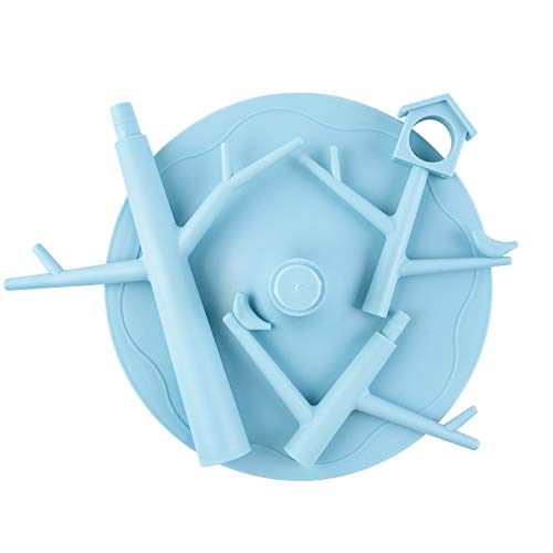 World Backyard 6 Mugs Holder Tree Cups Hanging Stand (Blue with Bird & House Sign)
