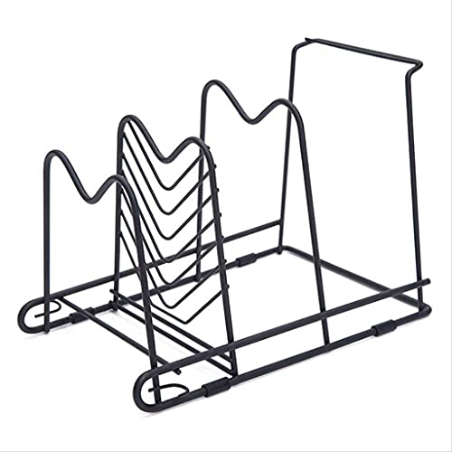 XJJZS Pot Rack - Putting The Lid Rack Board Kitchen Household Tableware Storage Rack Wrought Iron