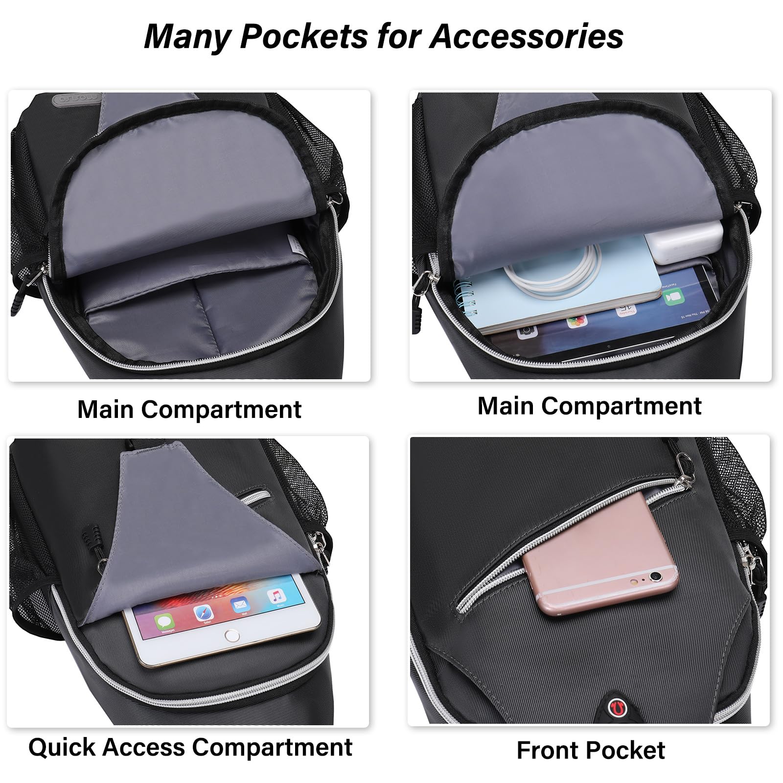 MOSISO Sling Backpack, Multipurpose Crossbody Shoulder Bag Travel Hiking Daypack, Space Gray, Medium