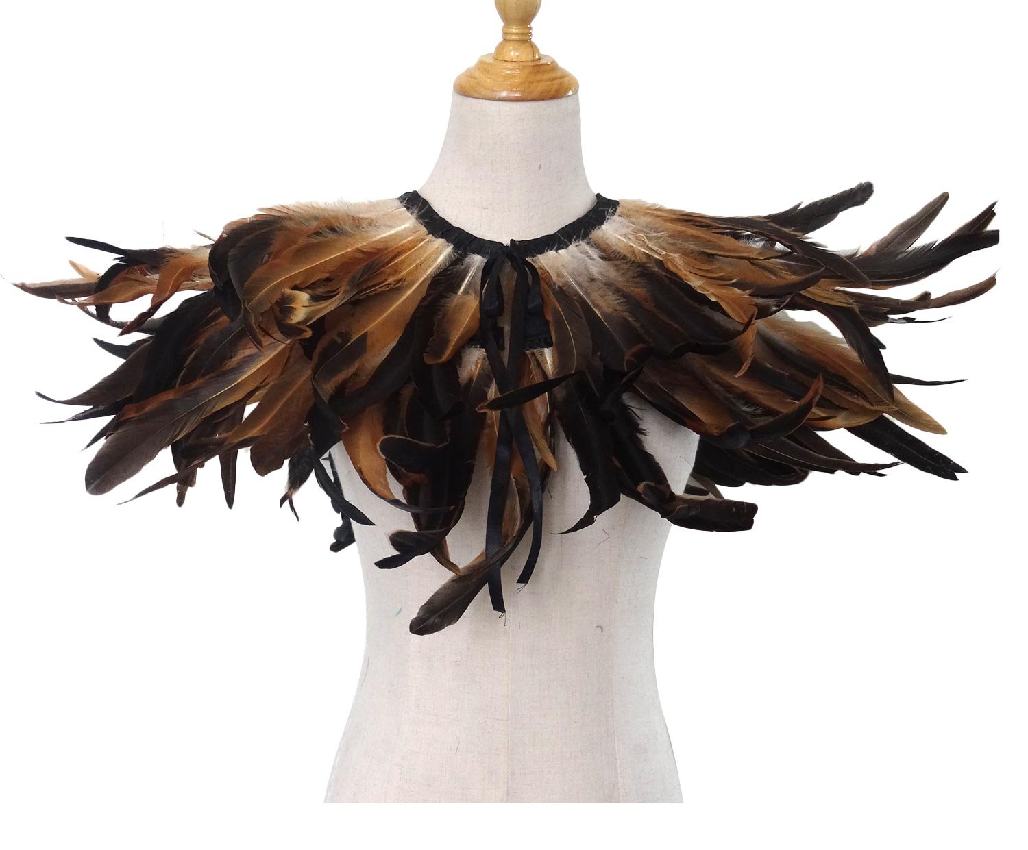 L'VOW Gothic Black Feather Shrug Cape Shawl Halloween Costume for Men (Style -03)