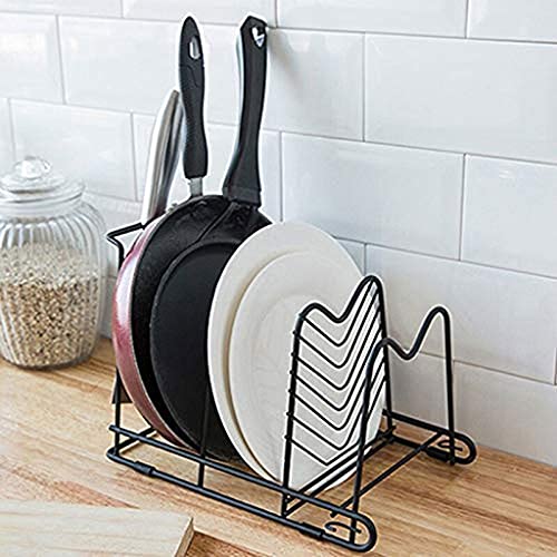 XJJZS Pot Rack - Putting The Lid Rack Board Kitchen Household Tableware Storage Rack Wrought Iron
