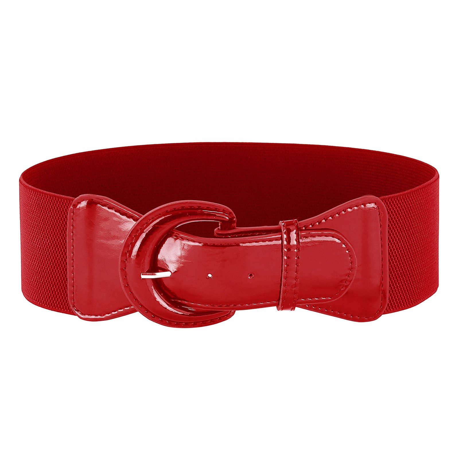 GRACE KARIN Plus Size Elastic Designer Belts Buckled Waistband for Party Skirts (2XL,Red)