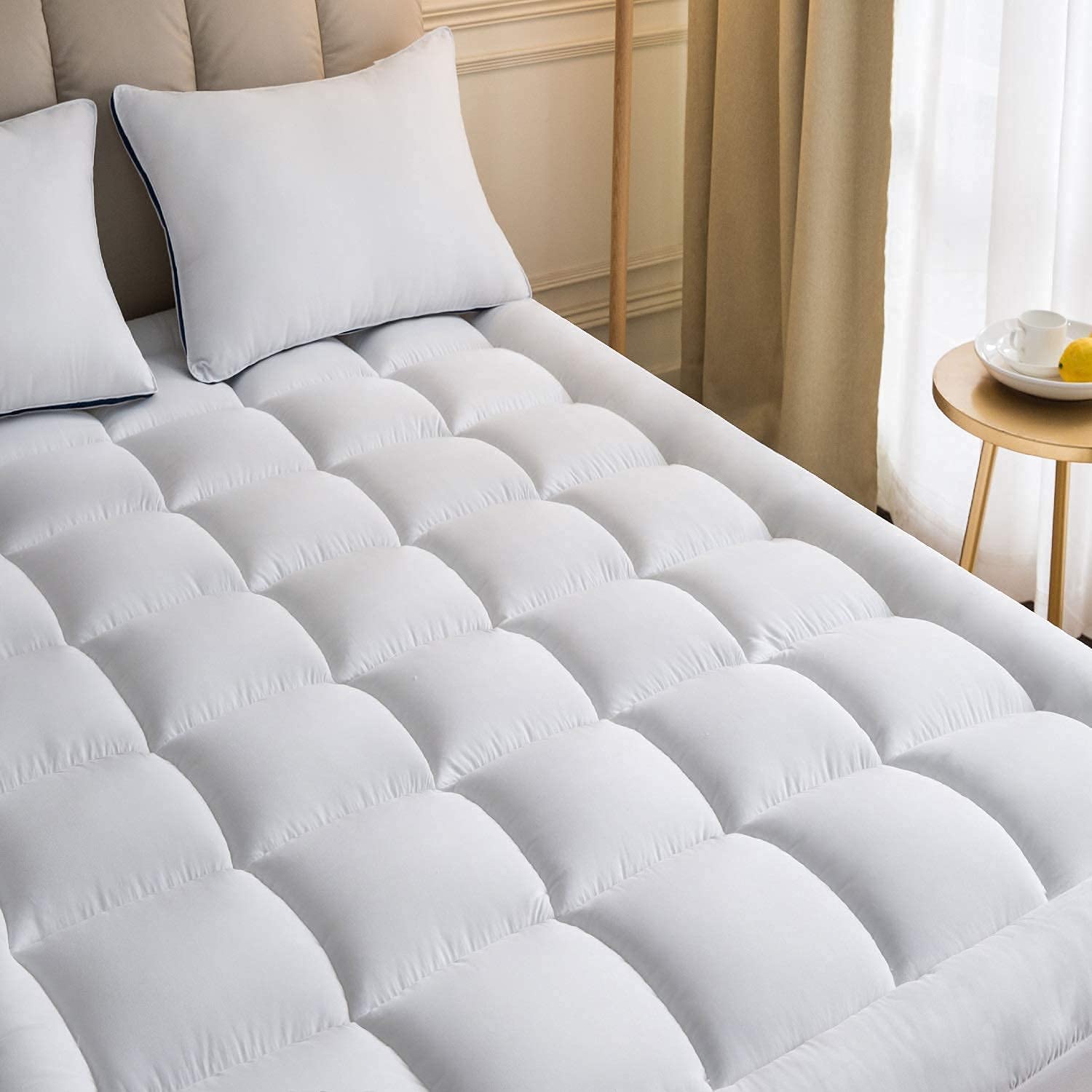 Niagara Microfiber Full Mattress Topper - Pillow Top Mattress Cover Quilted Fitted Cooling Topper for Back Pain Deep Pocket Fits 20 Inches (54x75 Inches)