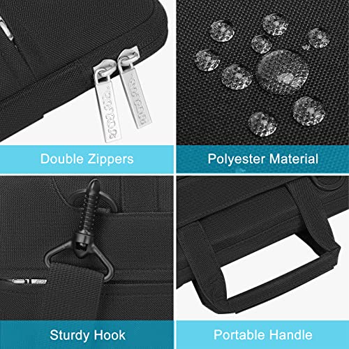 MOSISO Laptop Shoulder Bag Compatible with MacBook Air/Pro,13-13.3 inch Notebook,Compatible with MacBook Pro 14 inch 2023-2021 A2779 M2 A2442 M1, Polyester Sleeve with Back Trolley Belt, Black