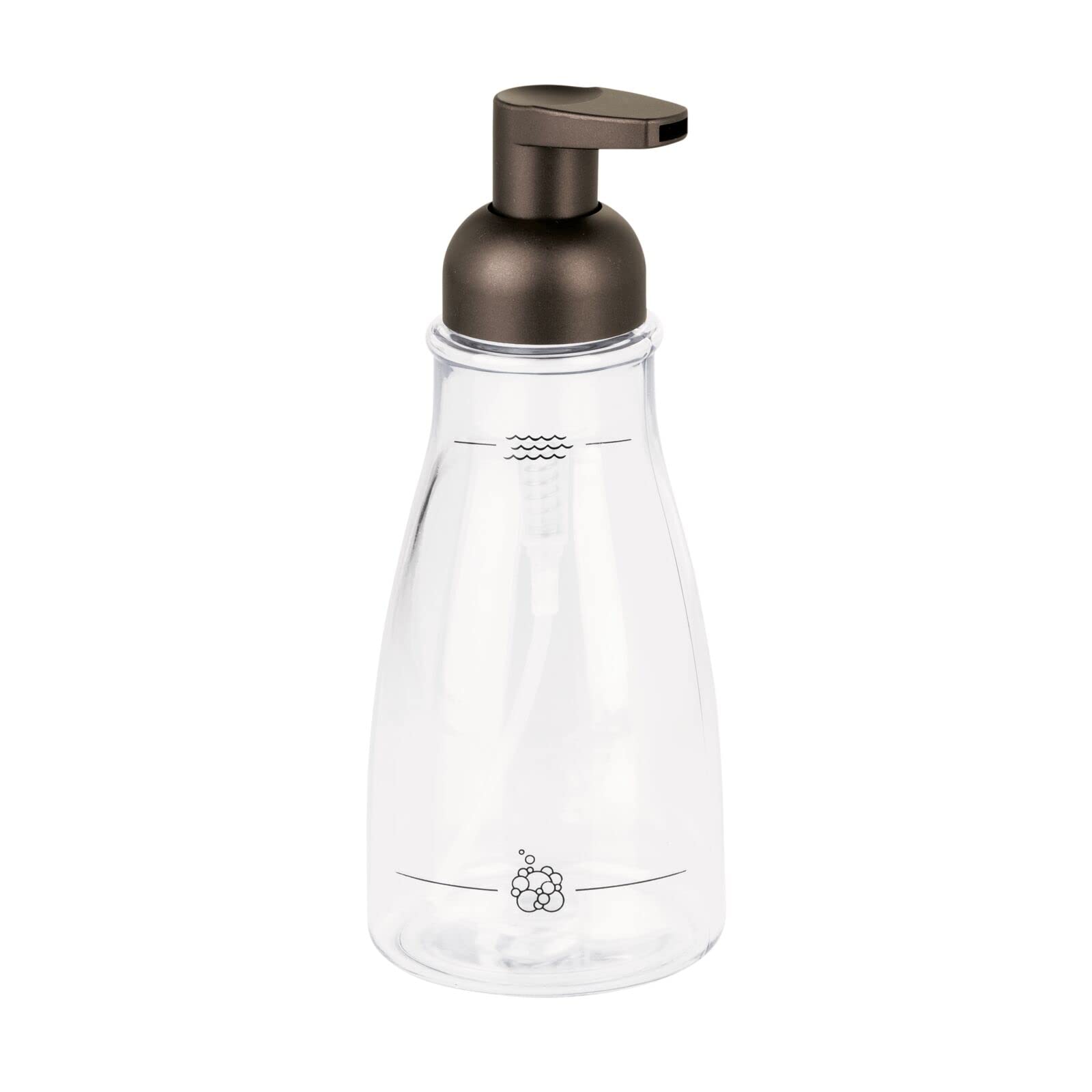 mDesign Round Plastic Refillable Foaming Hand Soap Dispenser Pump Bottle for Bathroom Vanities, Kitchen Sink, Countertops - 2 Pack - Clear/Bronze